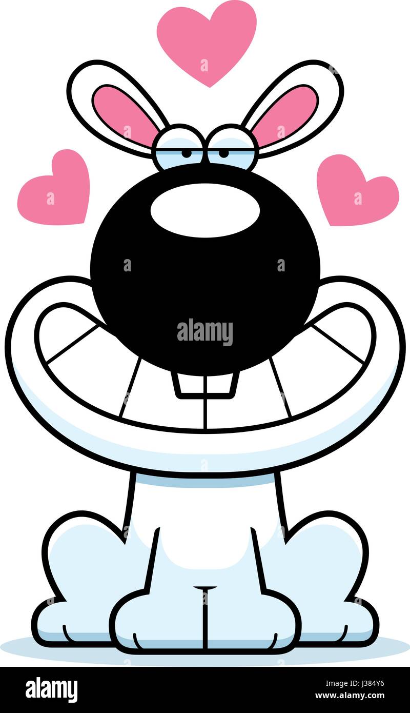 A cartoon illustration of a rabbit with an in love expression Stock ...