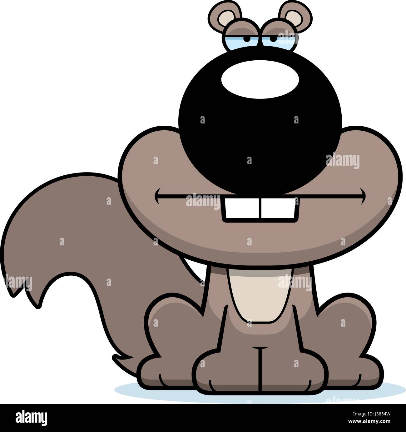 A cartoon illustration of a squirrel with a bored expression Stock ...