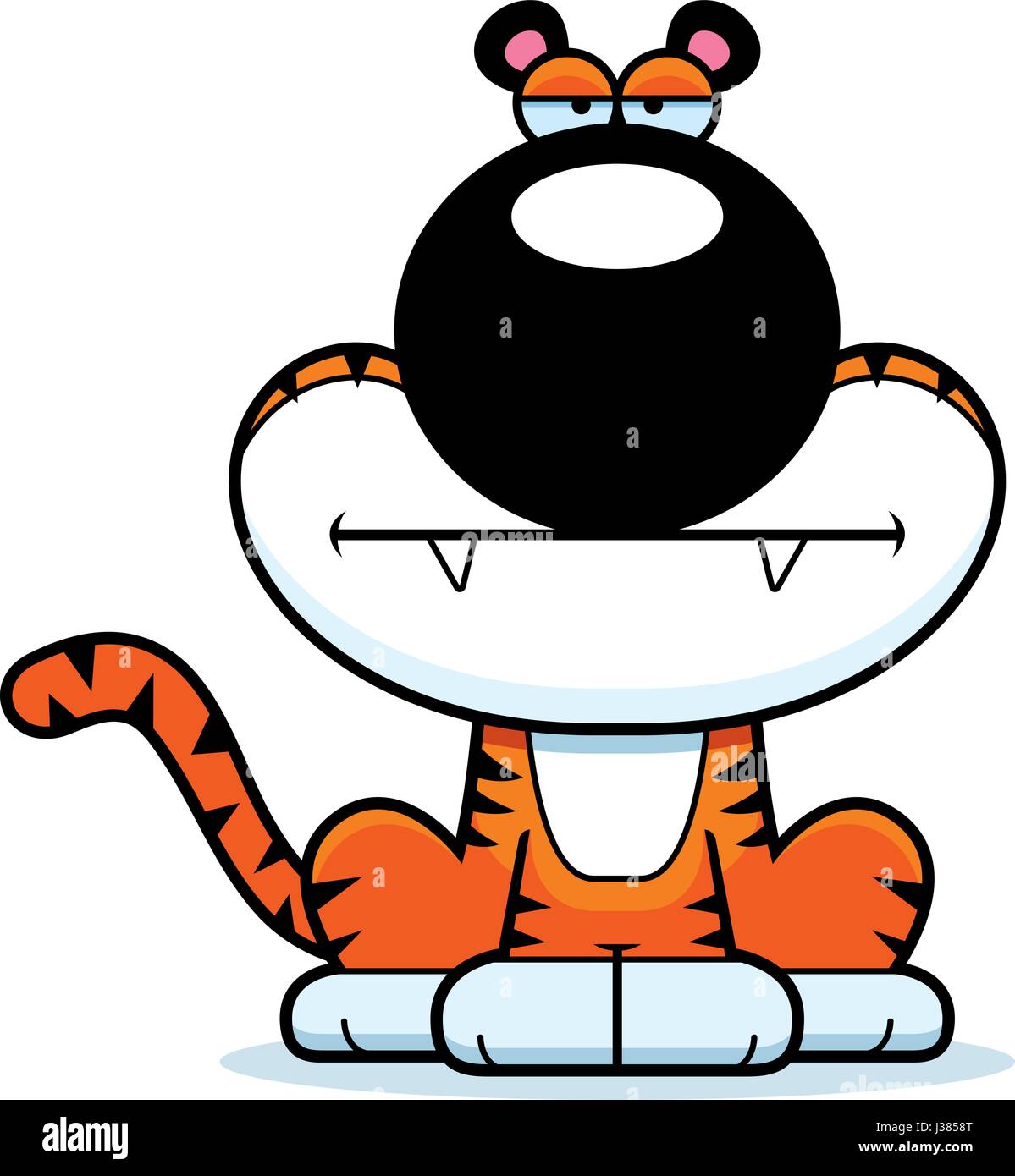 A cartoon illustration of a tiger with a bored expression Stock Vector ...