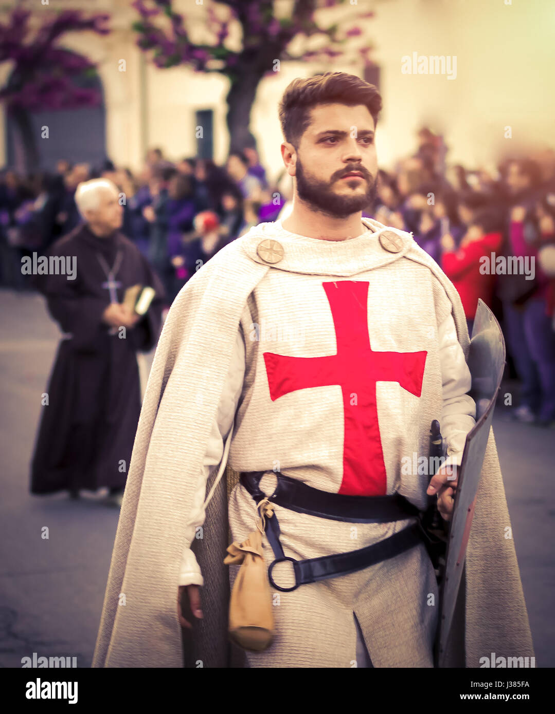 Medieval Crusader during a representation outdoor, Altamura - Italy ...