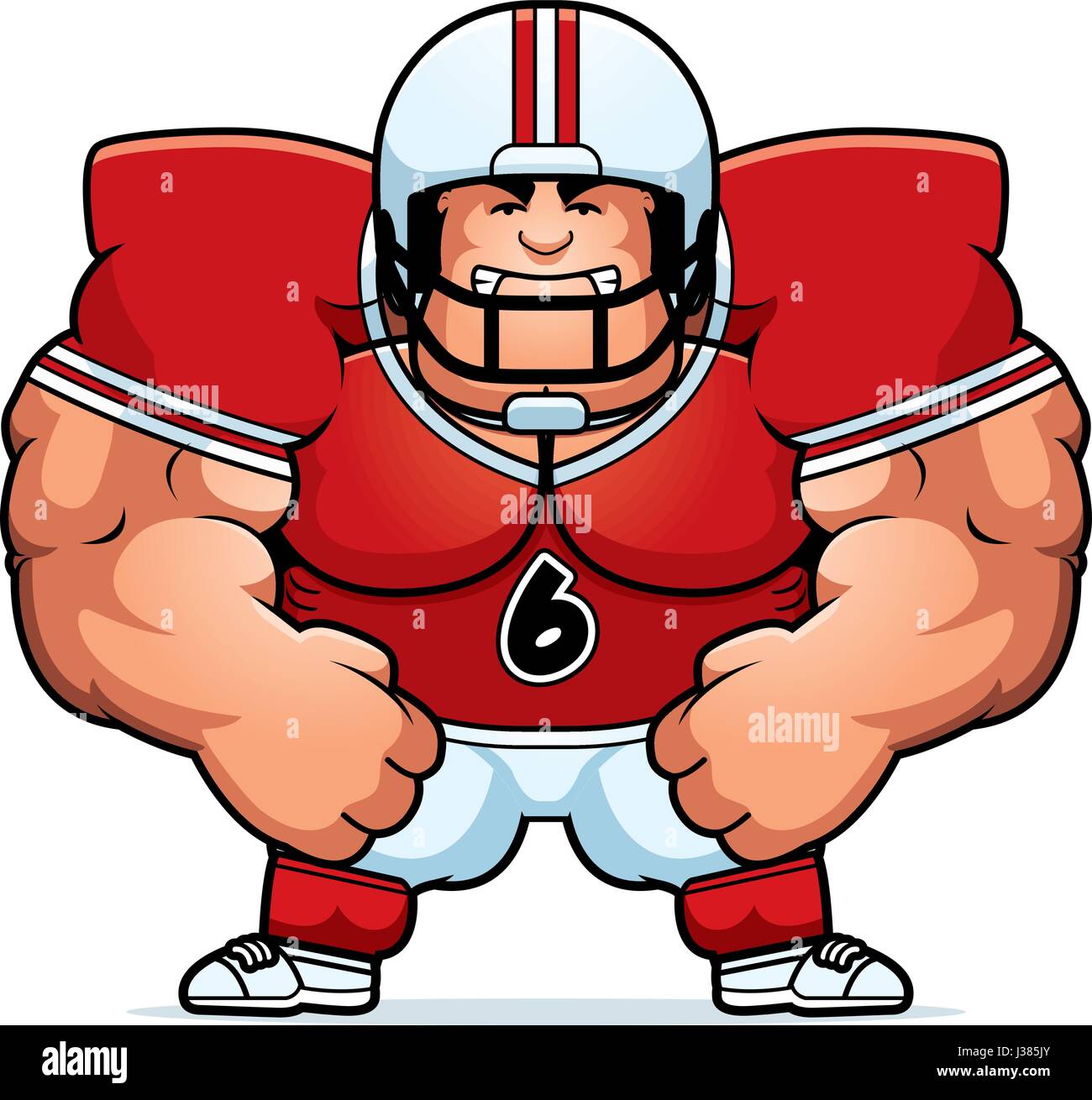 A cartoon illustration of a muscular football player looking angry ...