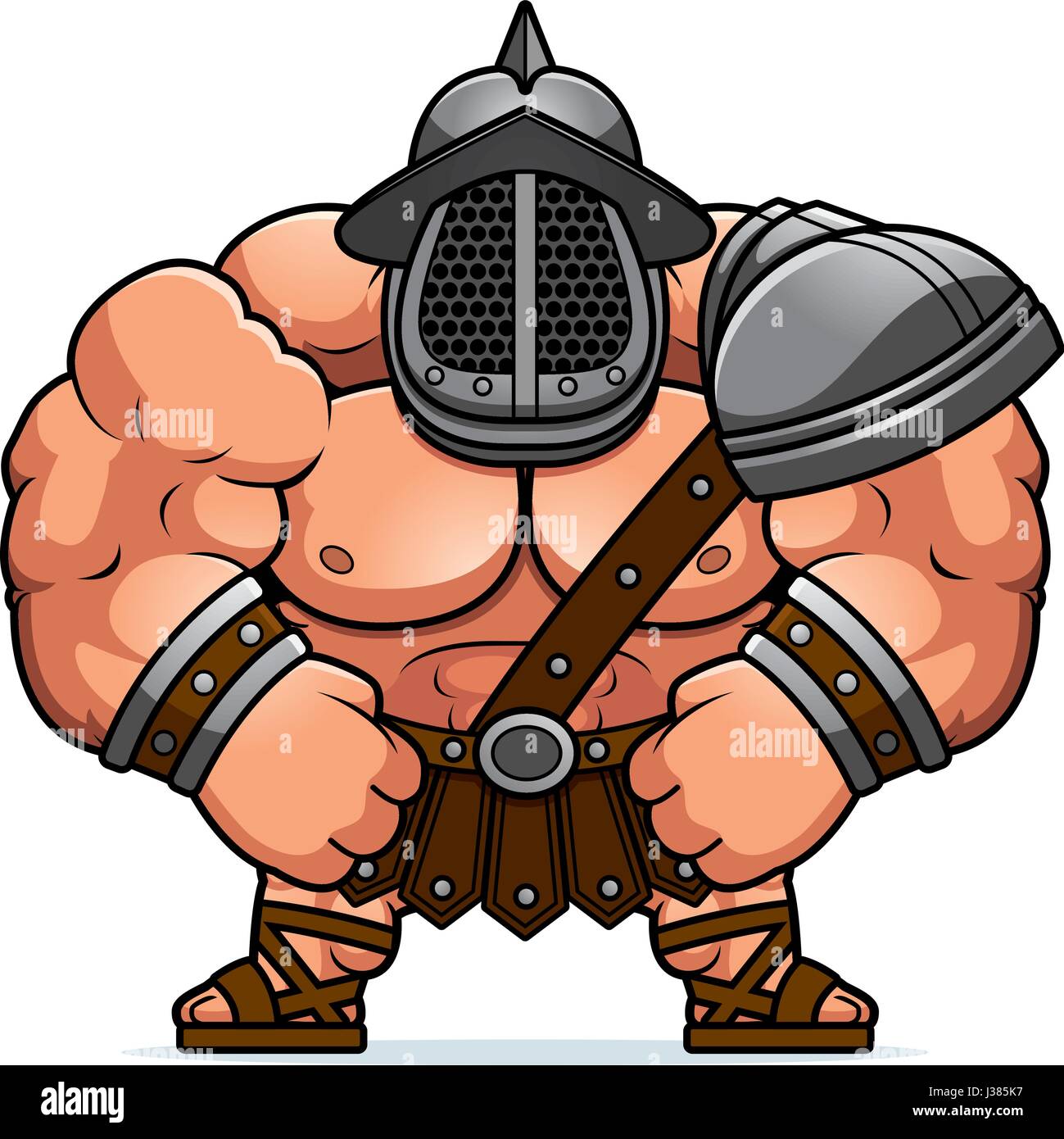 A cartoon illustration of a muscular gladiator flexing Stock Vector ...