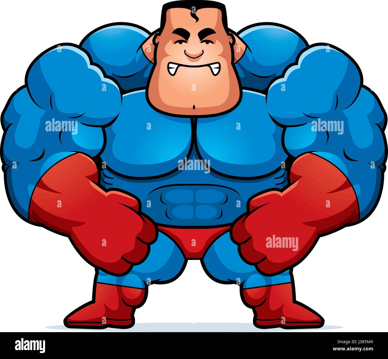 A cartoon illustration of a muscular superhero looking angry Stock ...