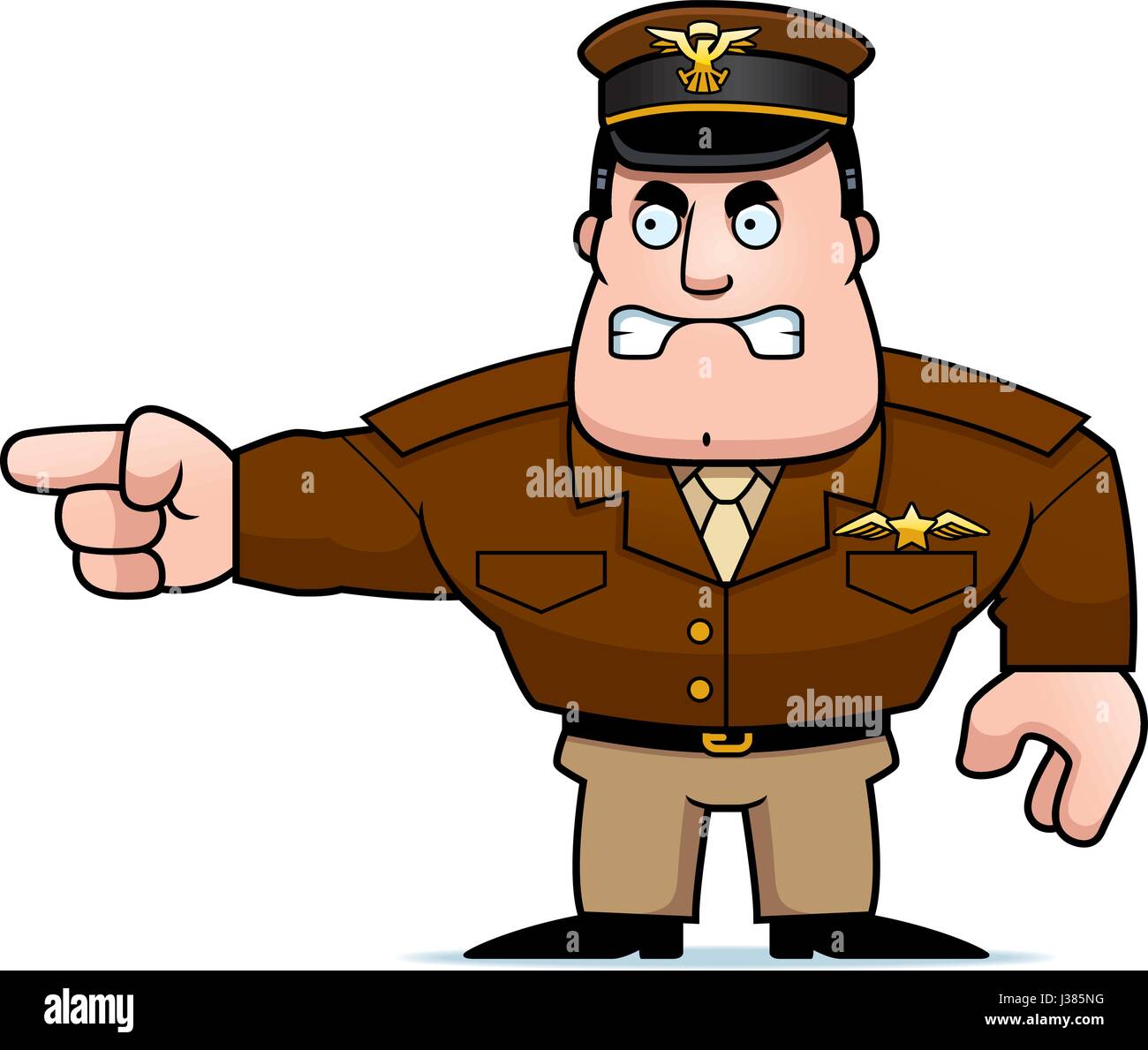 An illustration of a cartoon military captain pointing Stock Vector ...