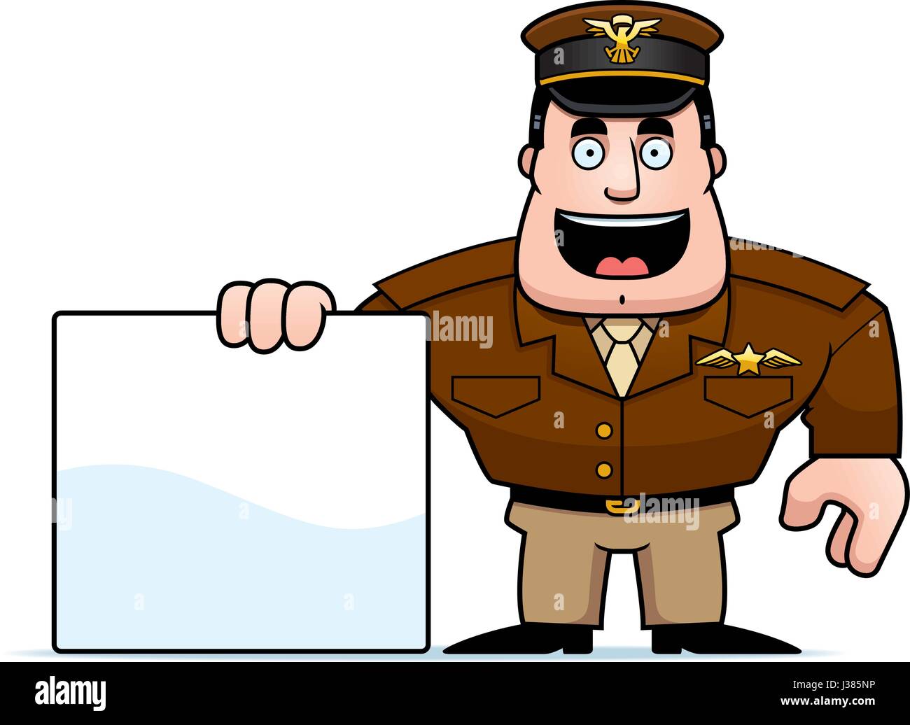 An illustration of a cartoon military captain with a blank sign Stock ...