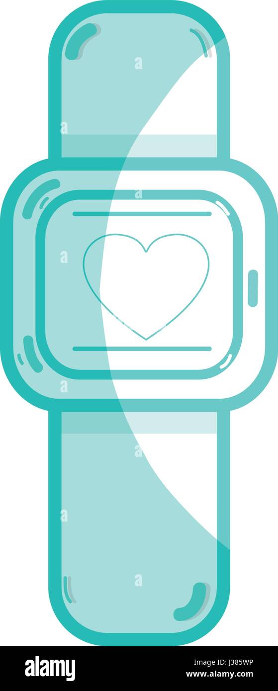 silhouette cute smartwatch technology with fitness app Stock Vector ...