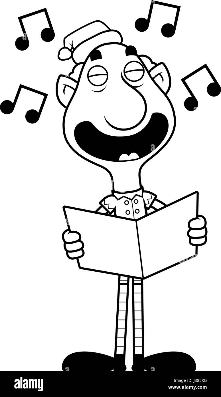 An illustration of a cartoon Christmas elf grandpa singing carols Stock ...