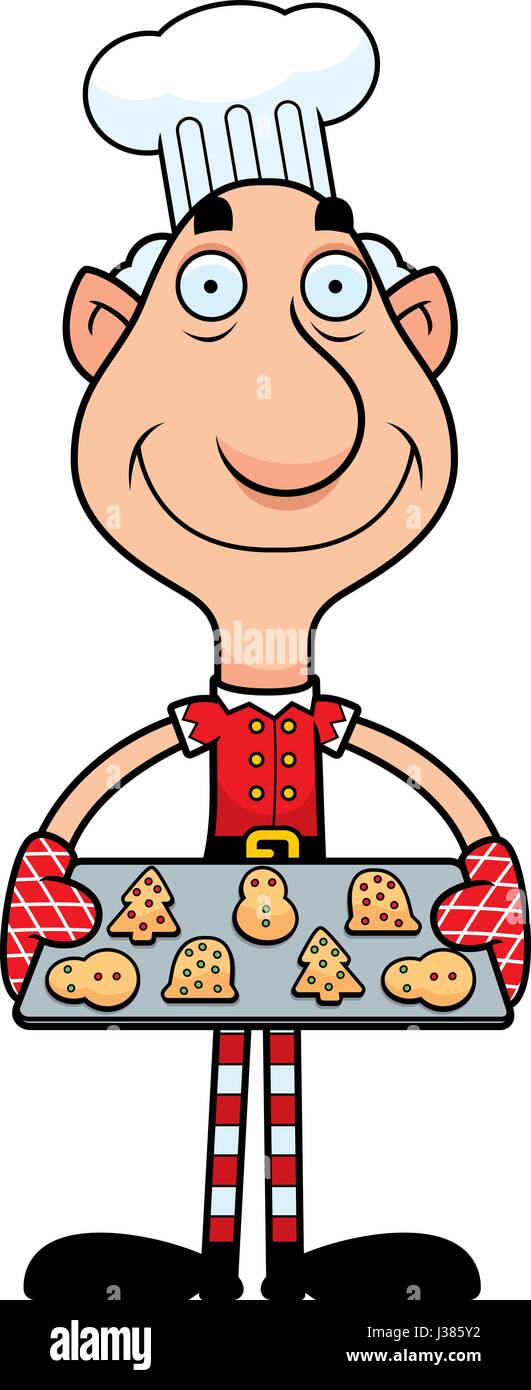 An illustration of a cartoon Christmas elf grandpa baking cookies Stock ...