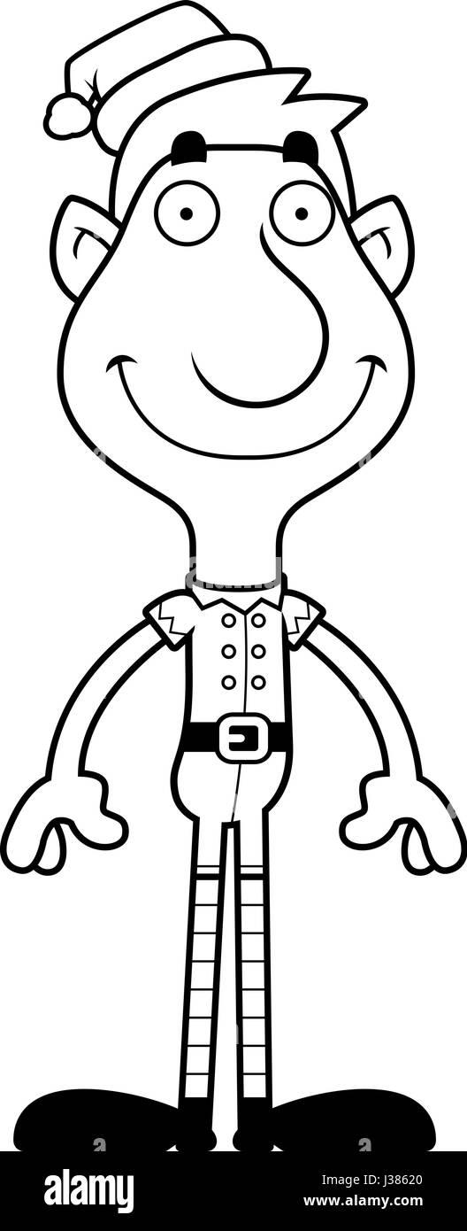 An illustration of a cartoon Christmas elf standing and smiling Stock ...