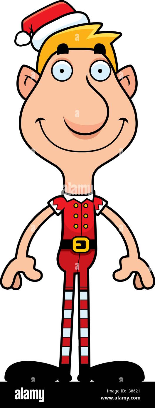 An illustration of a cartoon Christmas elf standing and smiling Stock ...