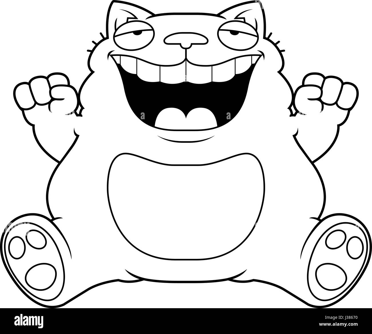 A cartoon illustration of a fat cat smiling and sitting Stock Vector ...