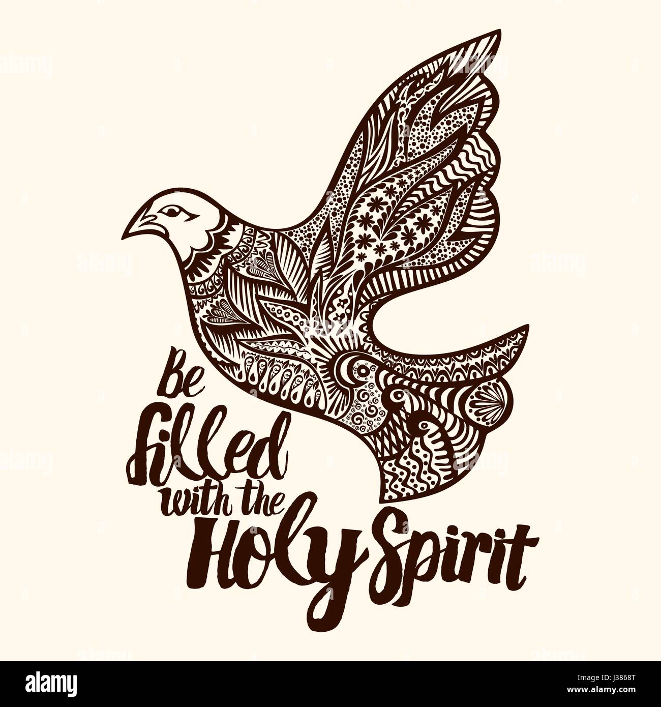 Christian lettering, doodle art, typography. Be filled with the Holy ...