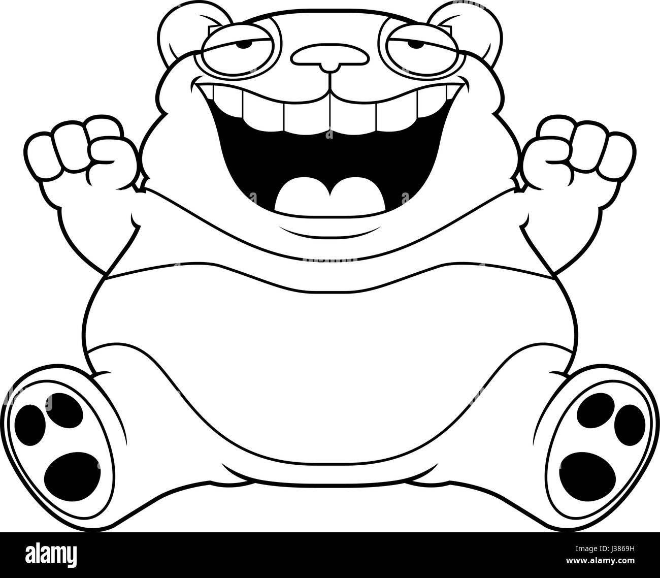 A cartoon illustration of a fat panda bear smiling and sitting Stock ...