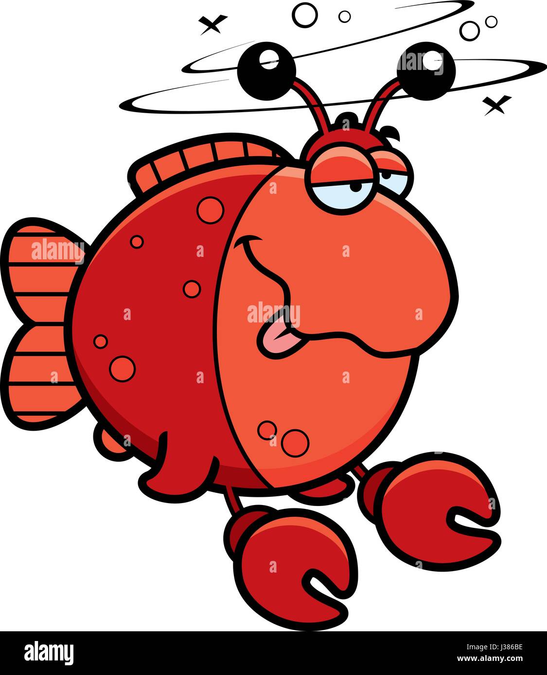 A cartoon illustration of a fish dressed as a crab looking drunk Stock ...