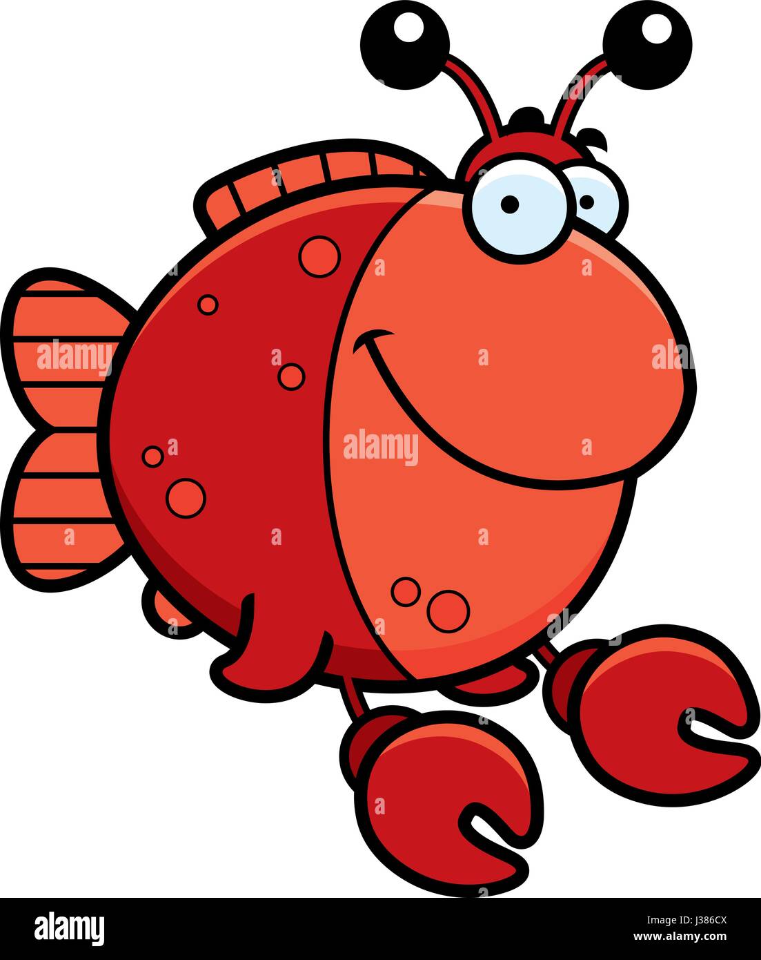 A cartoon illustration of a fish dressed as a crab happy and smiling ...