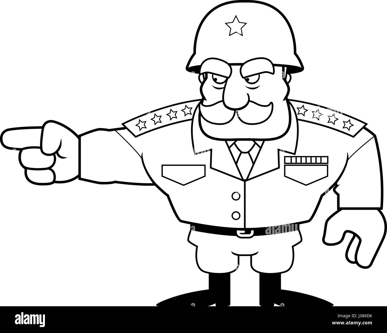 An illustration of a cartoon military general pointing Stock Vector ...