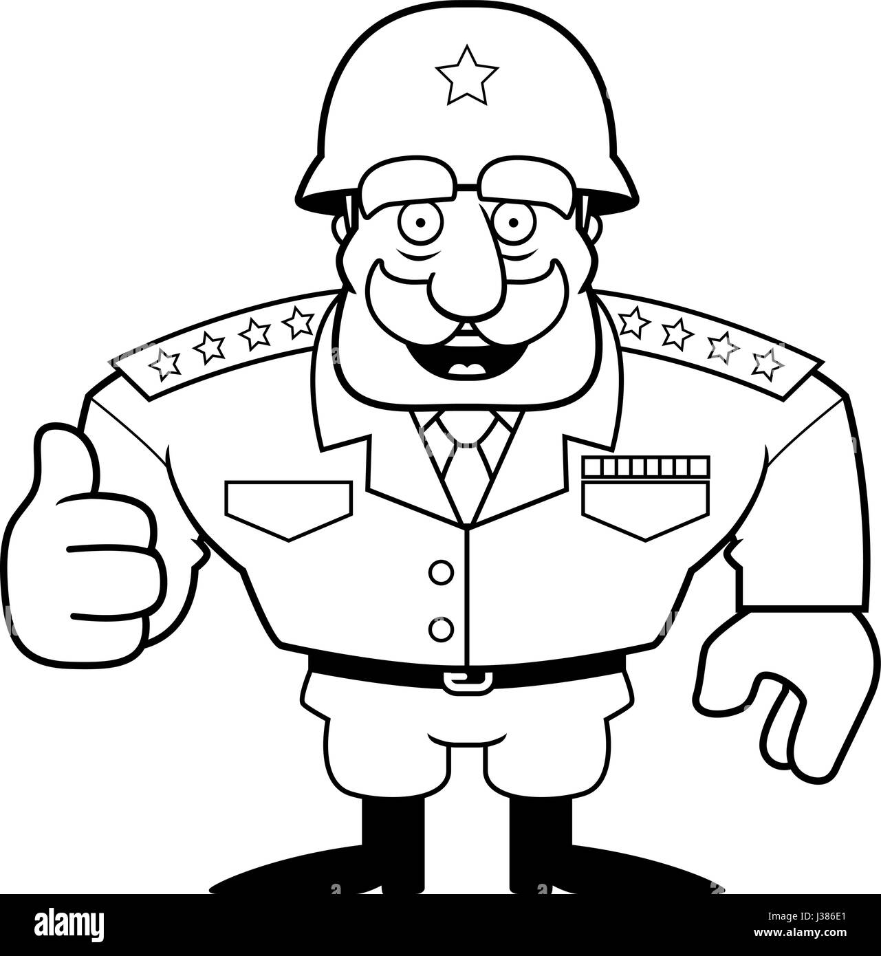An illustration of a cartoon military general giving a thumbs up sign ...