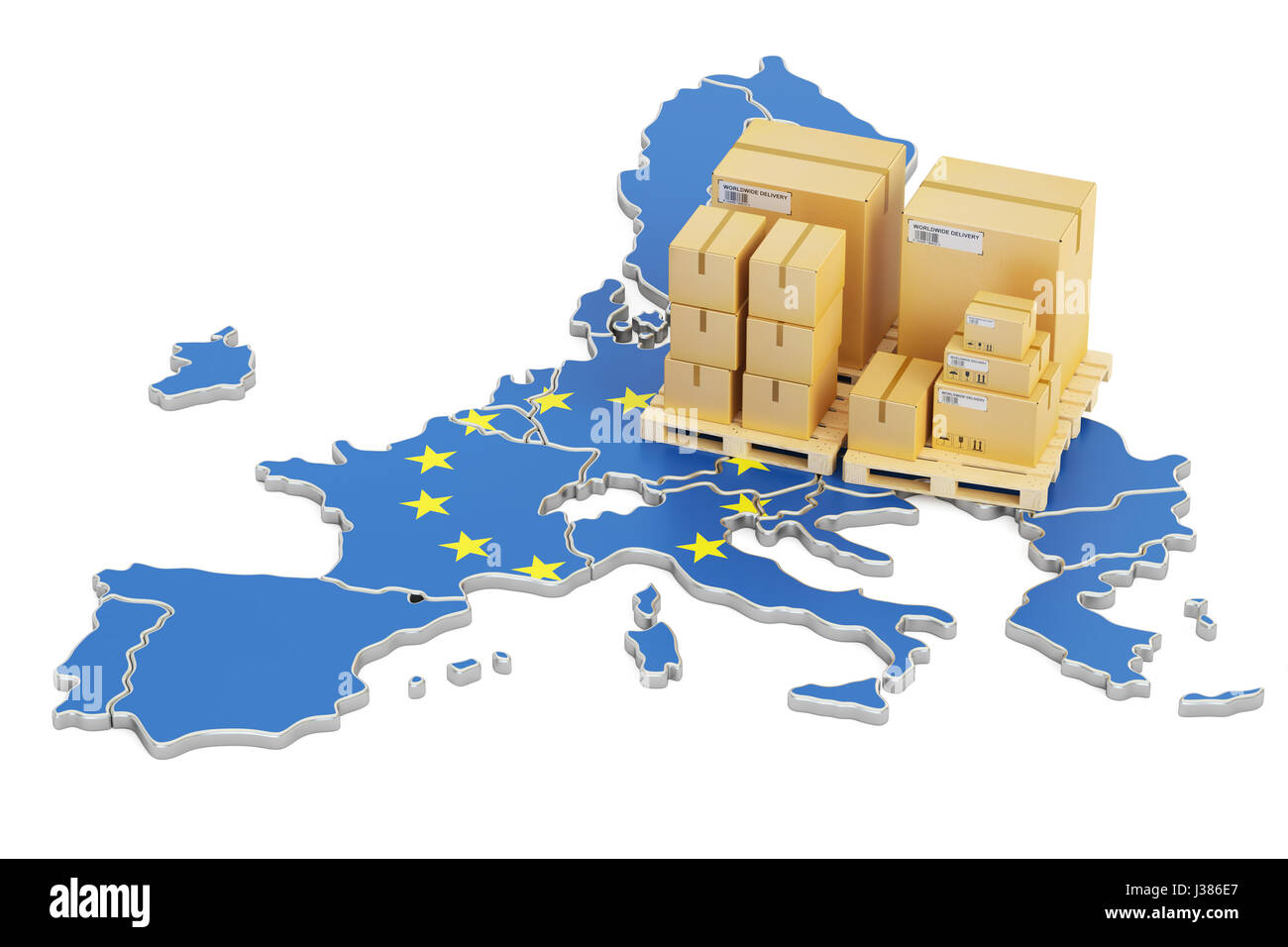 Shipping and Delivery from European Union concept, 3D rendering Stock ...
