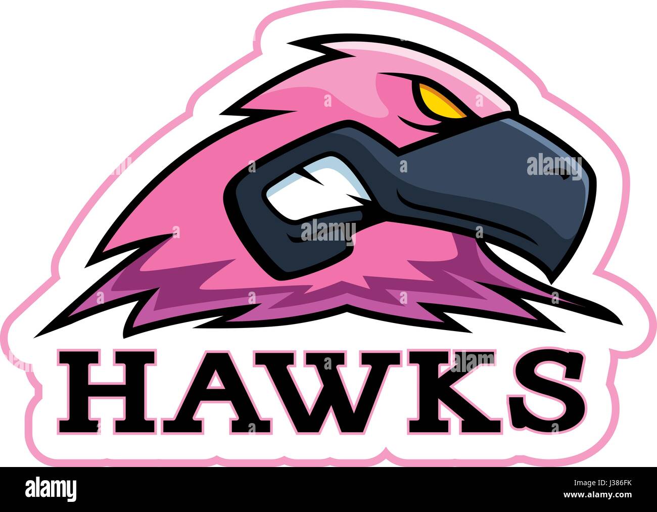 A cartoon illustration of a pink hawk mascot head Stock Vector Image ...