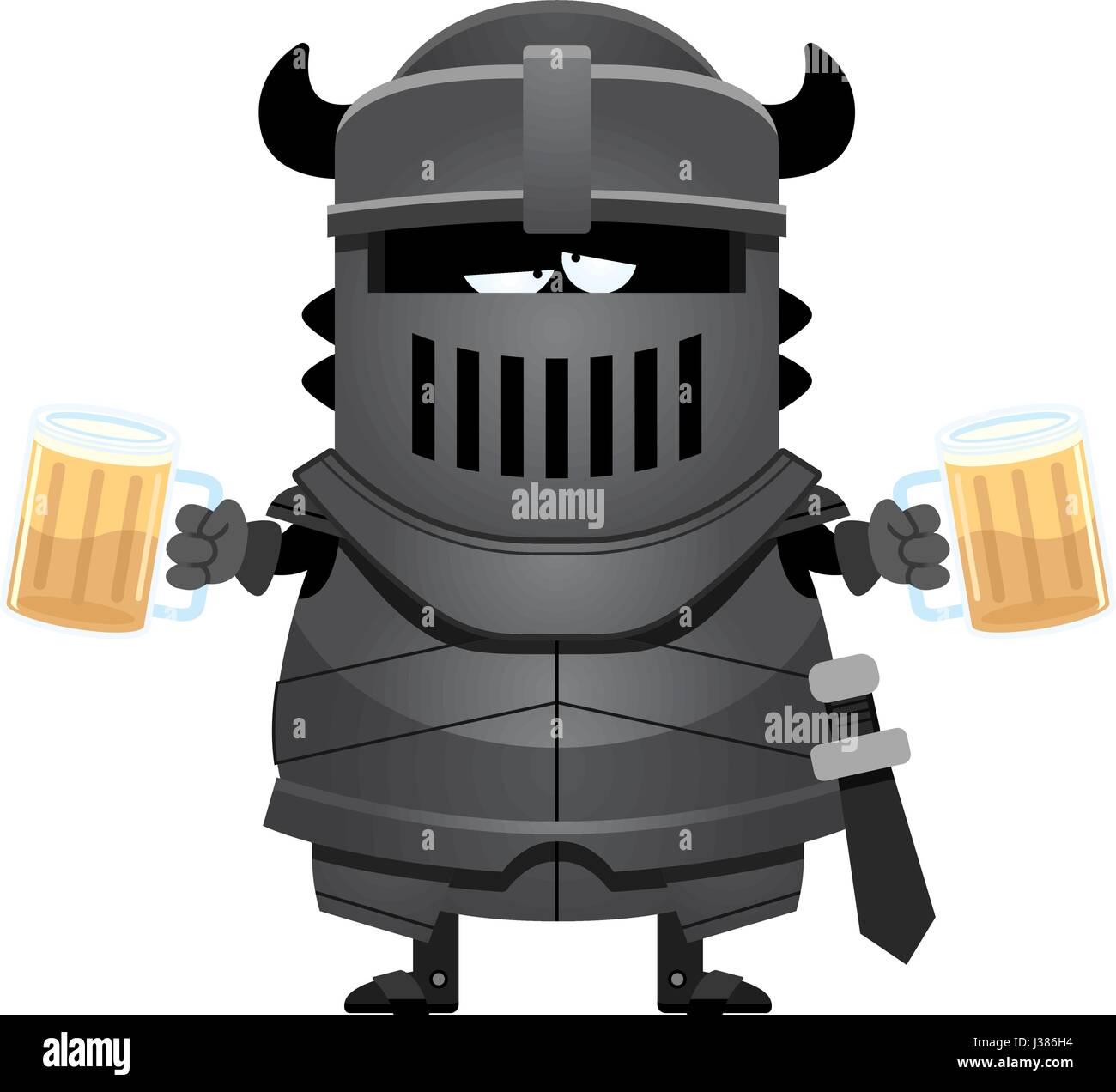 A cartoon illustration of the black knight looking drunk on beer Stock ...