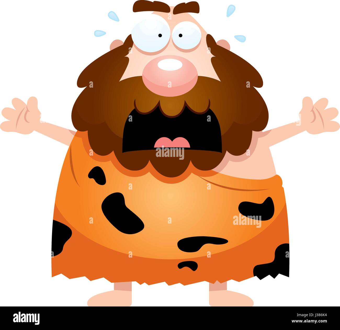 A cartoon illustration of a caveman looking scared Stock Vector Image ...
