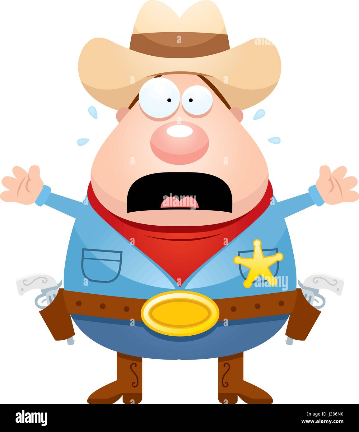 A cartoon illustration of a sheriff looking scared Stock Vector Image ...