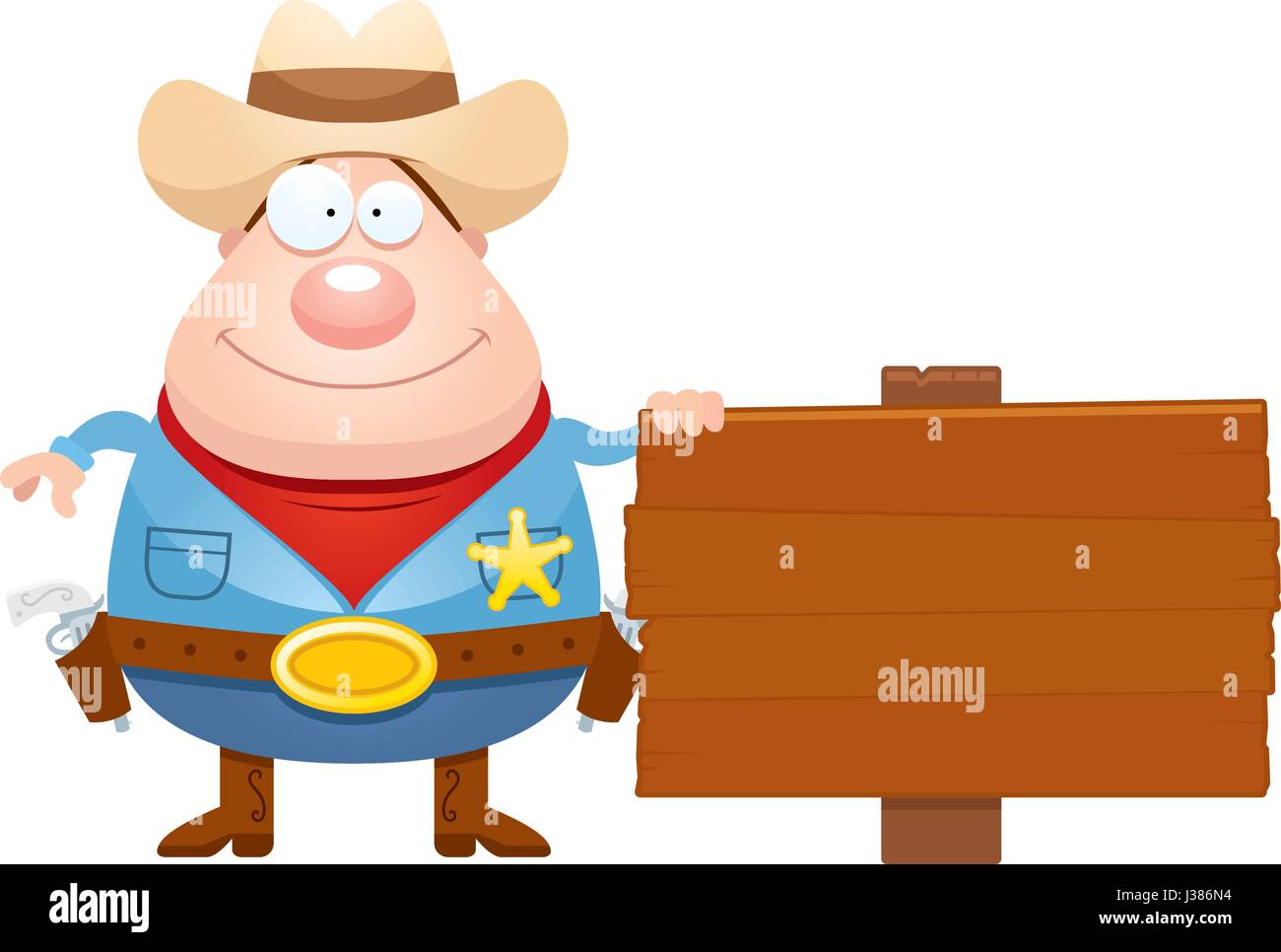 A cartoon illustration of a sheriff with a sign Stock Vector Image ...