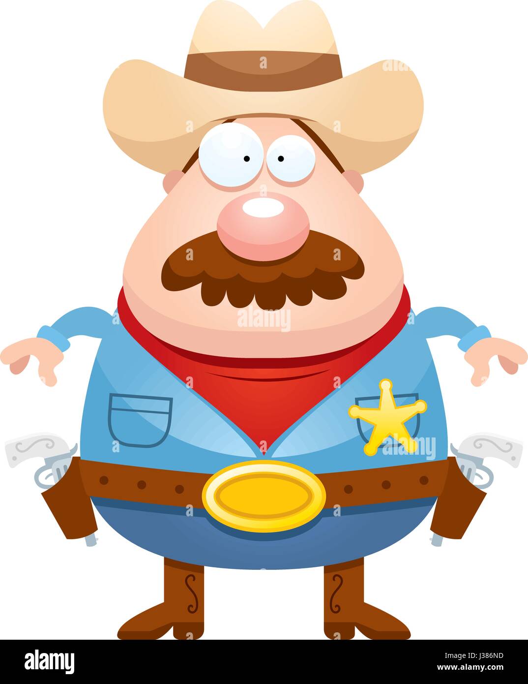 A cartoon illustration of a sheriff with a mustache Stock Vector Image ...