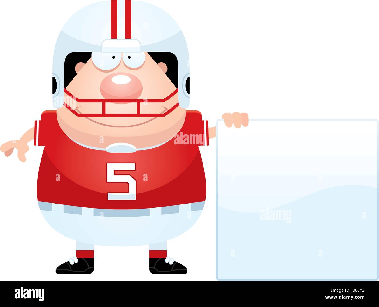 A cartoon illustration of a football player with a sign Stock Vector ...