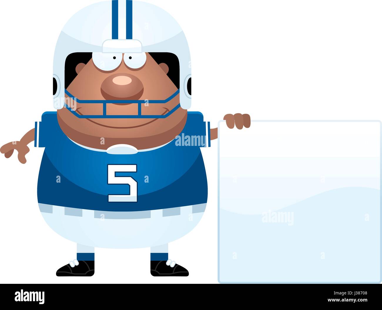 A cartoon illustration of a football player with a sign Stock Vector ...
