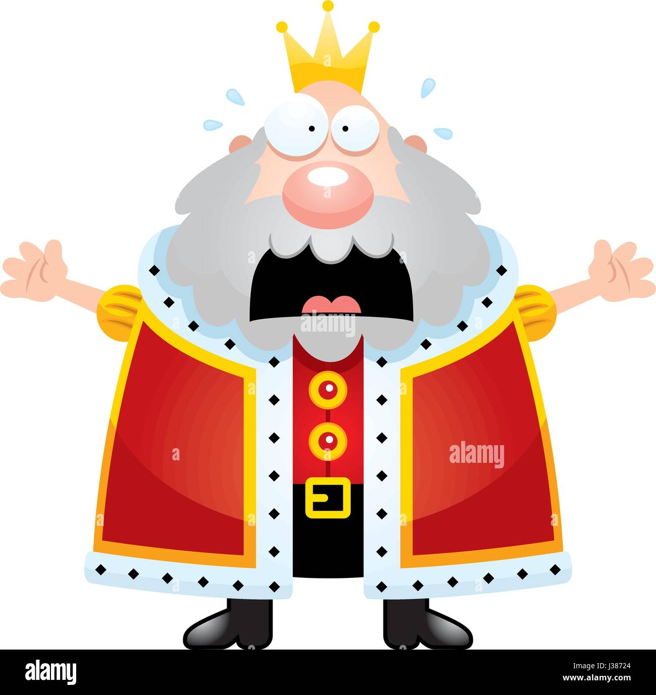 A Cartoon Illustration Of A King Looking Scared Stock Vector Image And Art Alamy