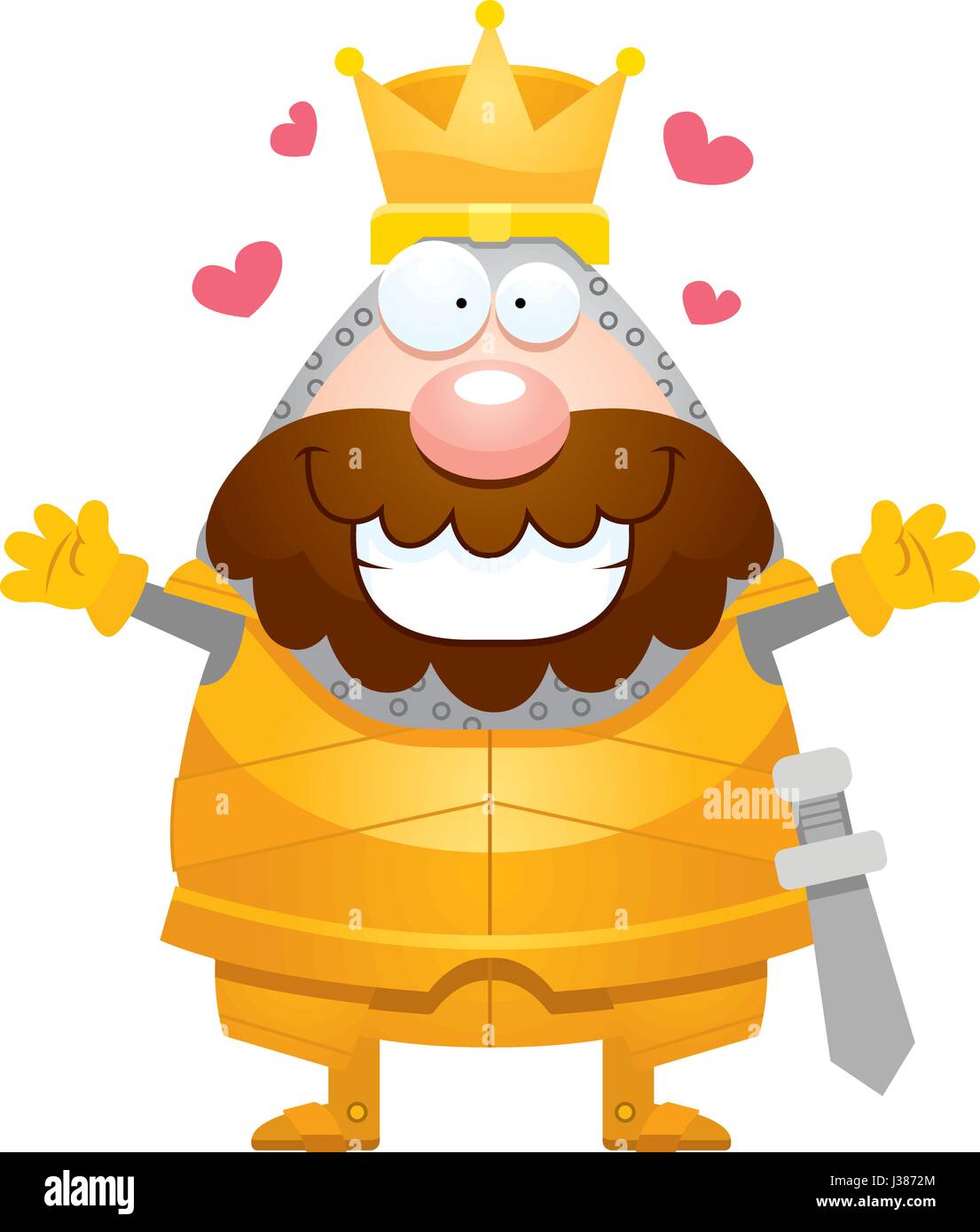 A cartoon illustration of a king in armor ready to give a hug Stock ...