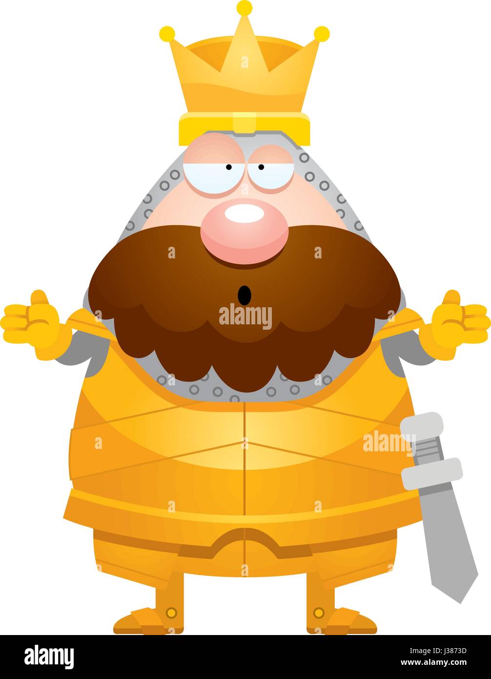 A cartoon illustration of a king in armor looking confused Stock Vector ...