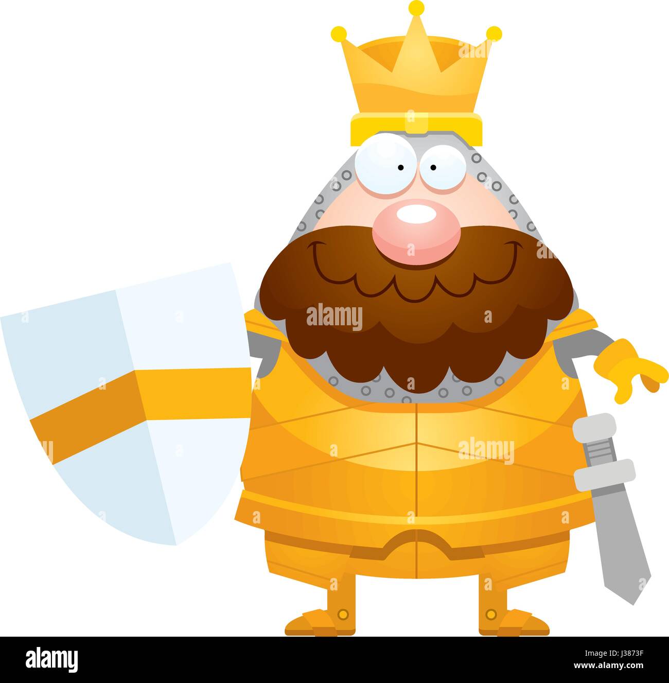 A cartoon illustration of a king in armor looking happy Stock Vector ...