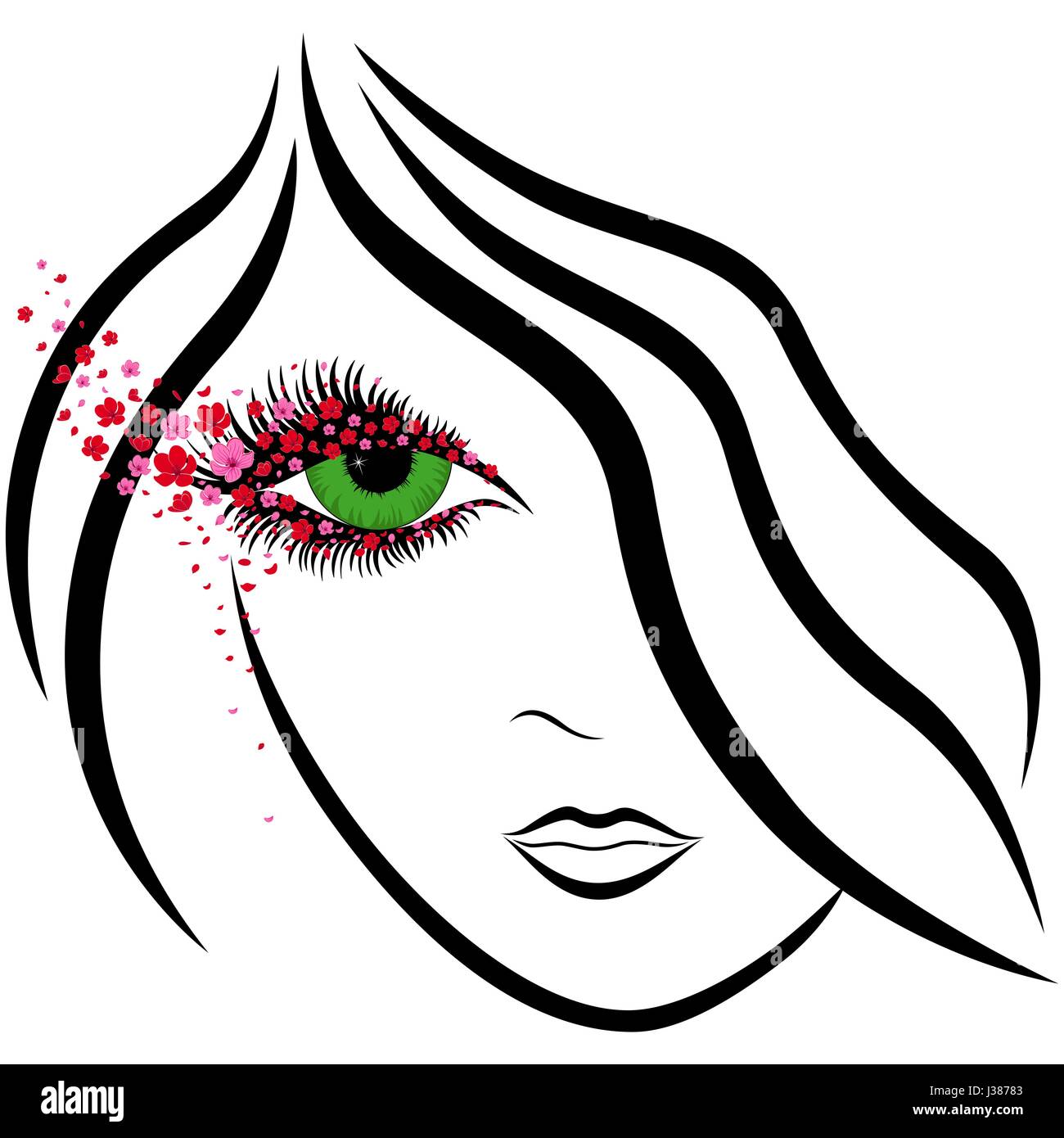 Portrait girl on pink Stock Vector Images - Alamy