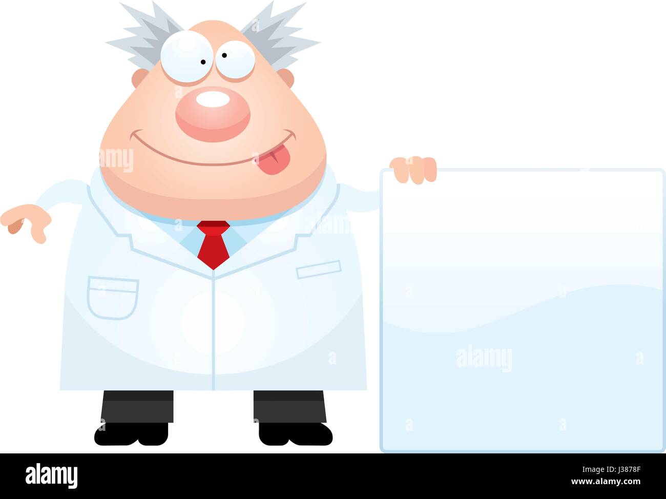 A cartoon illustration of a mad scientist with a sign Stock Vector ...