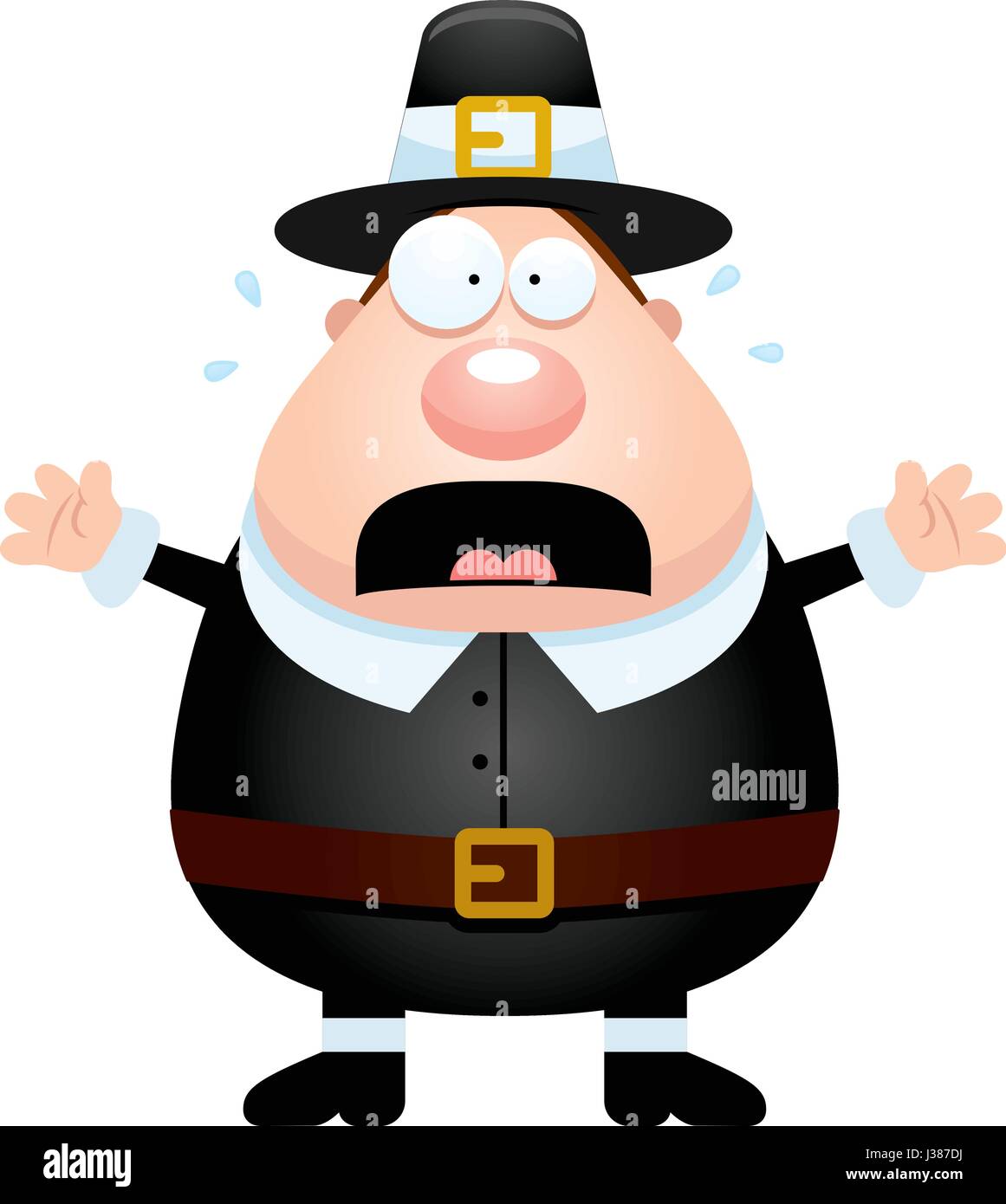 A cartoon illustration of a pilgrim looking scared Stock Vector Image ...