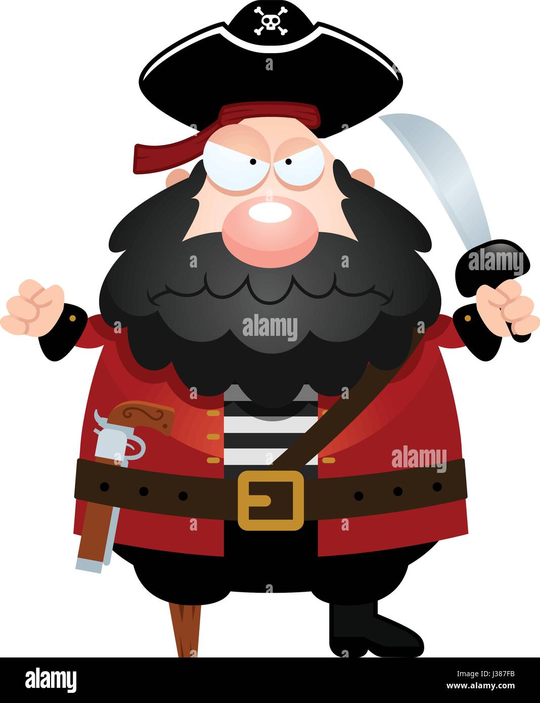 A cartoon illustration of a pirate looking angry Stock Vector Image ...