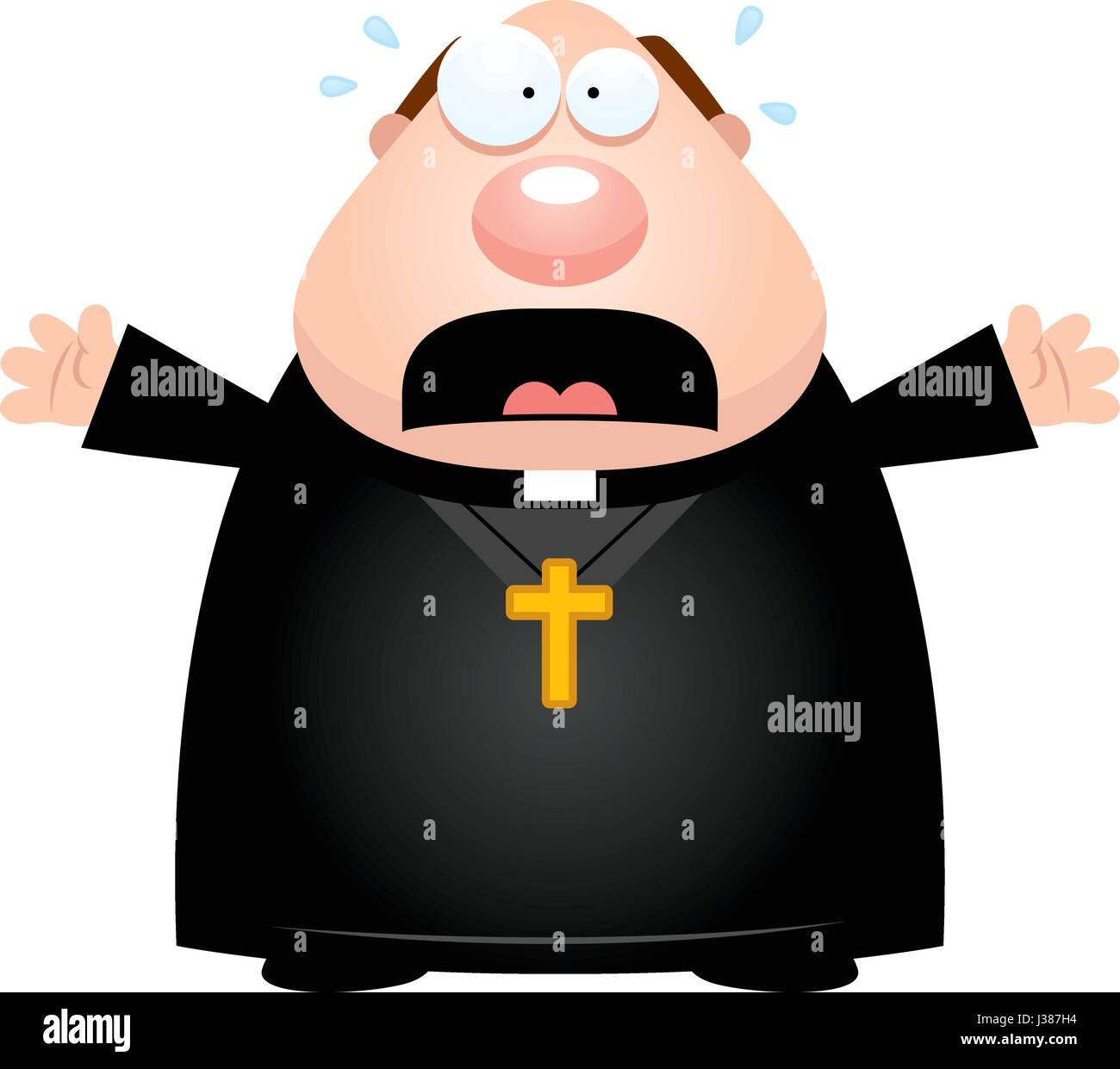 A cartoon illustration of a priest looking scared Stock Vector Image ...