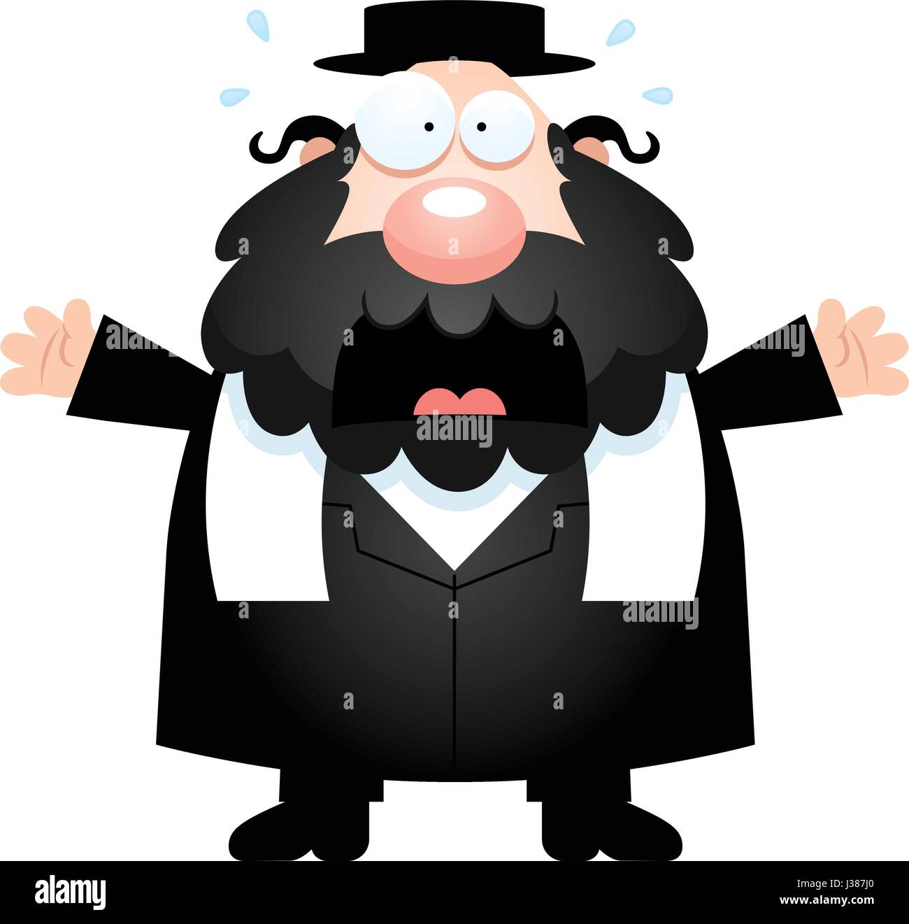 A cartoon illustration of a rabbi looking scared Stock Vector Image ...