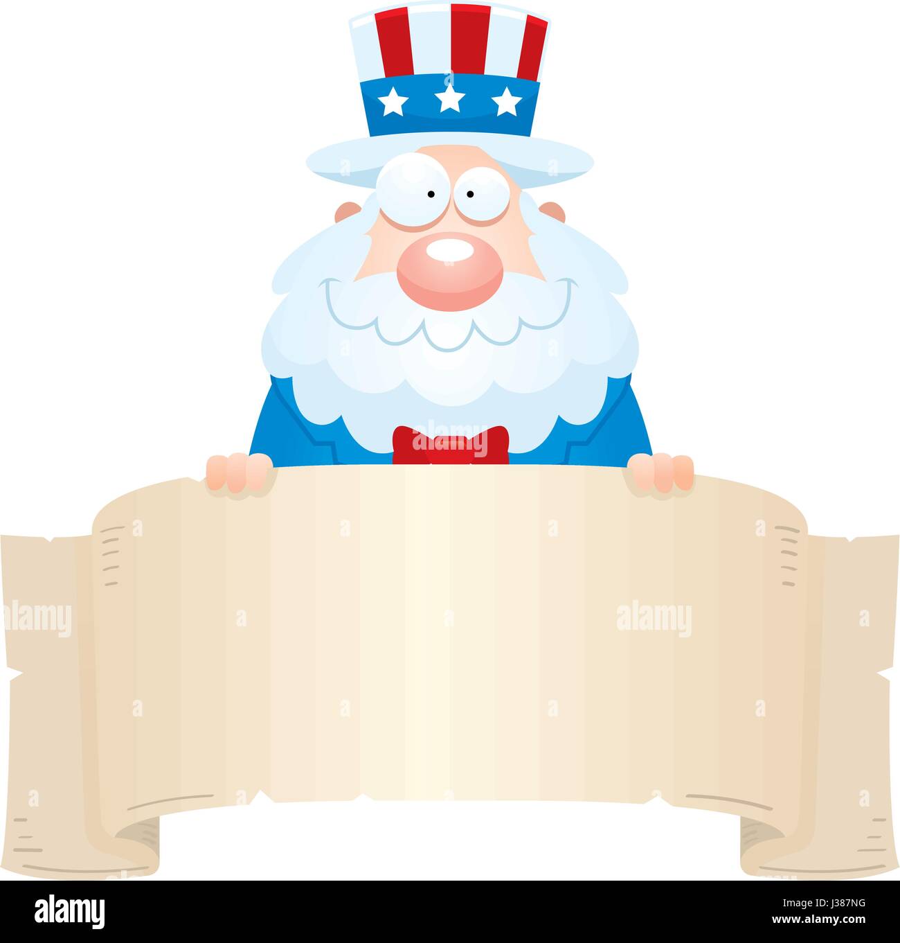 A cartoon illustration of Uncle Sam holding a banner Stock Vector Image ...
