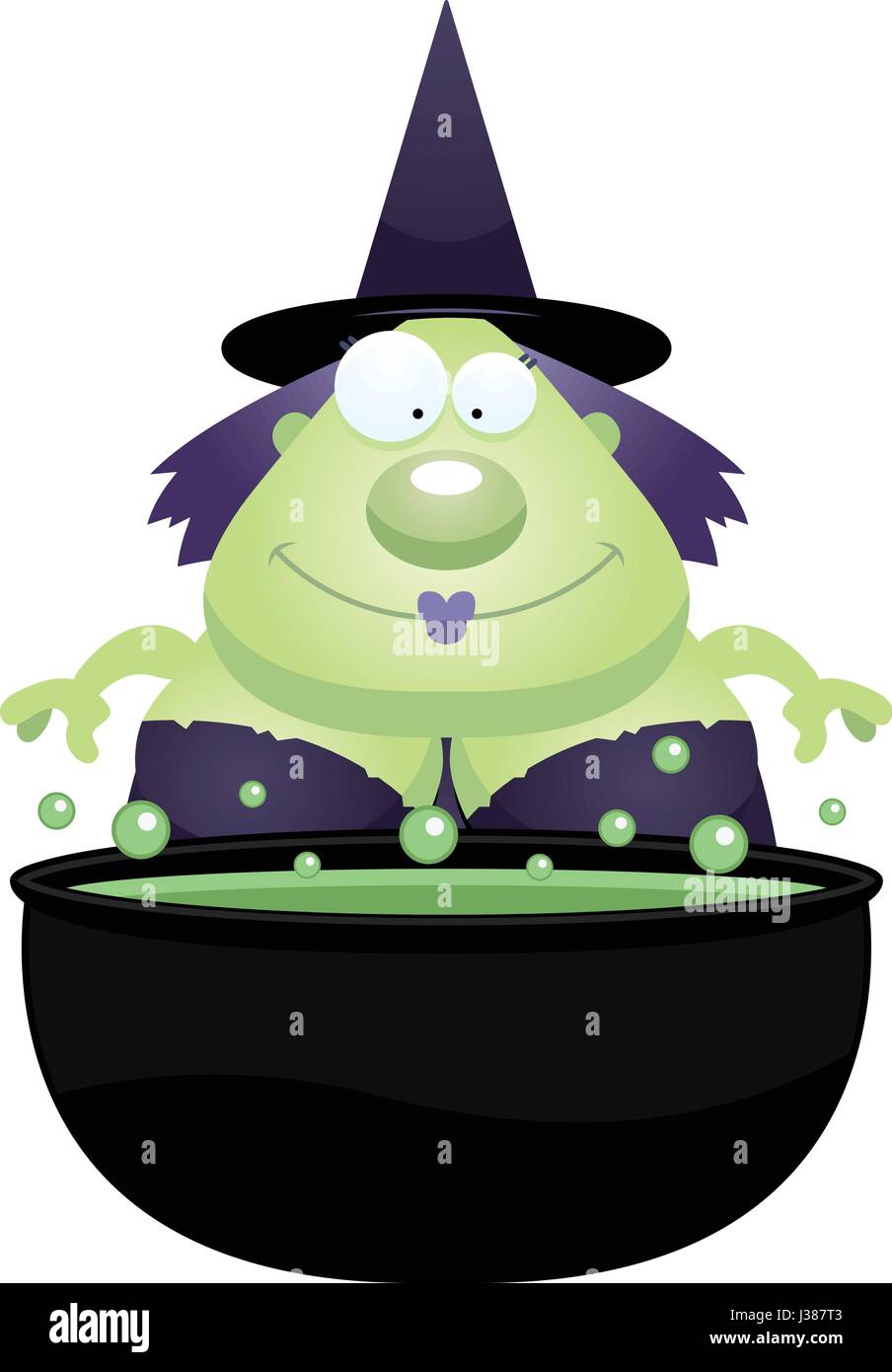 A cartoon illustration of a witch with a bubbling cauldron Stock Vector ...