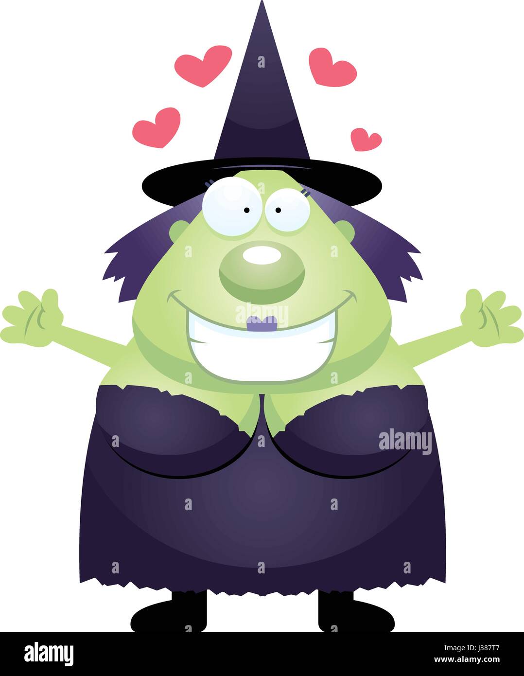 A cartoon illustration of a witch ready to give a hug Stock Vector ...