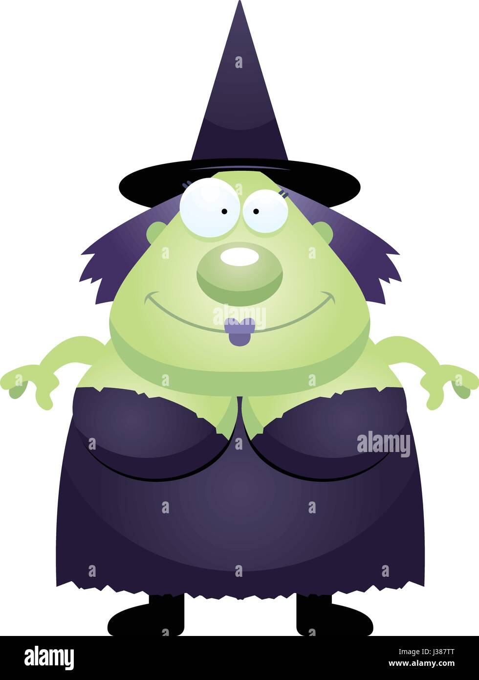 A cartoon illustration of a witch looking happy Stock Vector Image ...