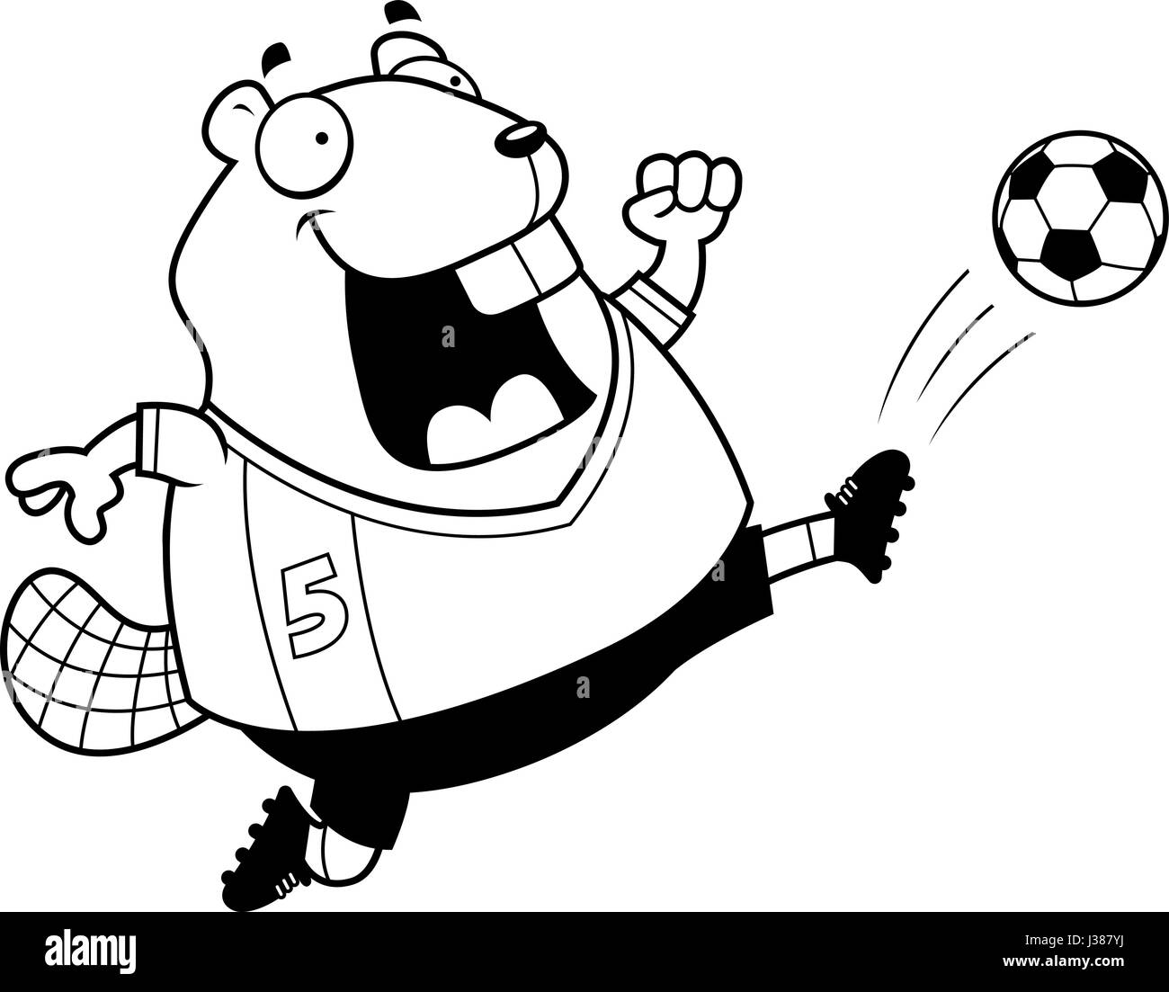 A cartoon illustration of a beaver kicking a soccer ball Stock Vector ...