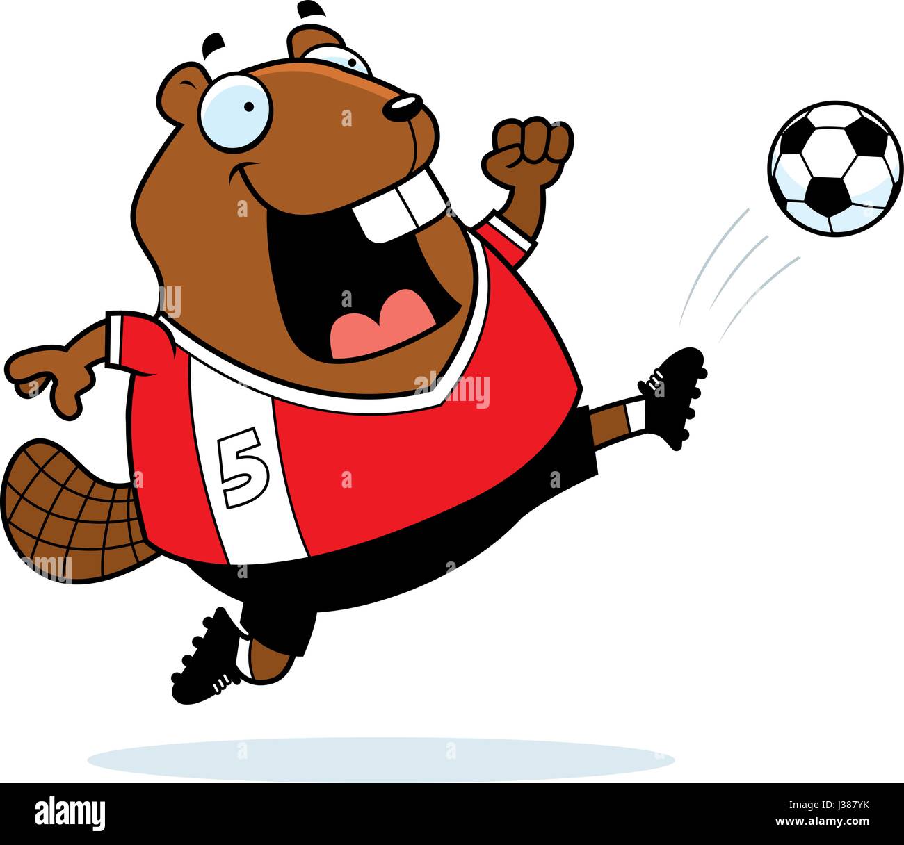 A cartoon illustration of a beaver kicking a soccer ball Stock Vector ...