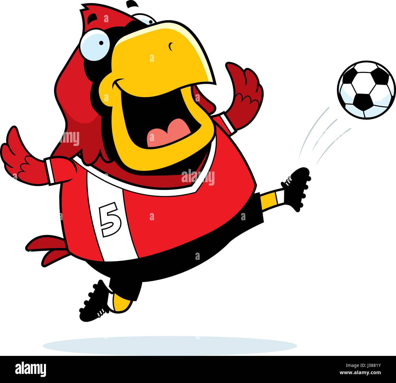 A cartoon illustration of a cardinal kicking a soccer ball Stock Vector ...