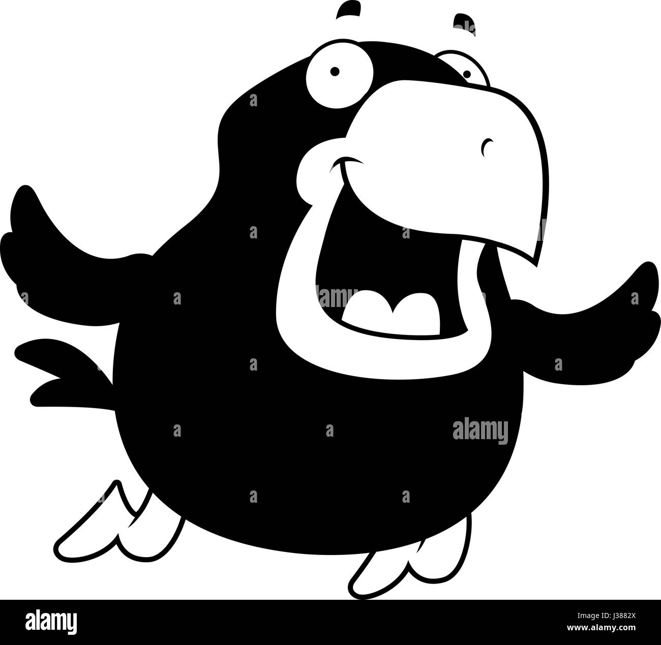 An illustration of a cartoon crow flying and smiling Stock Vector Image ...