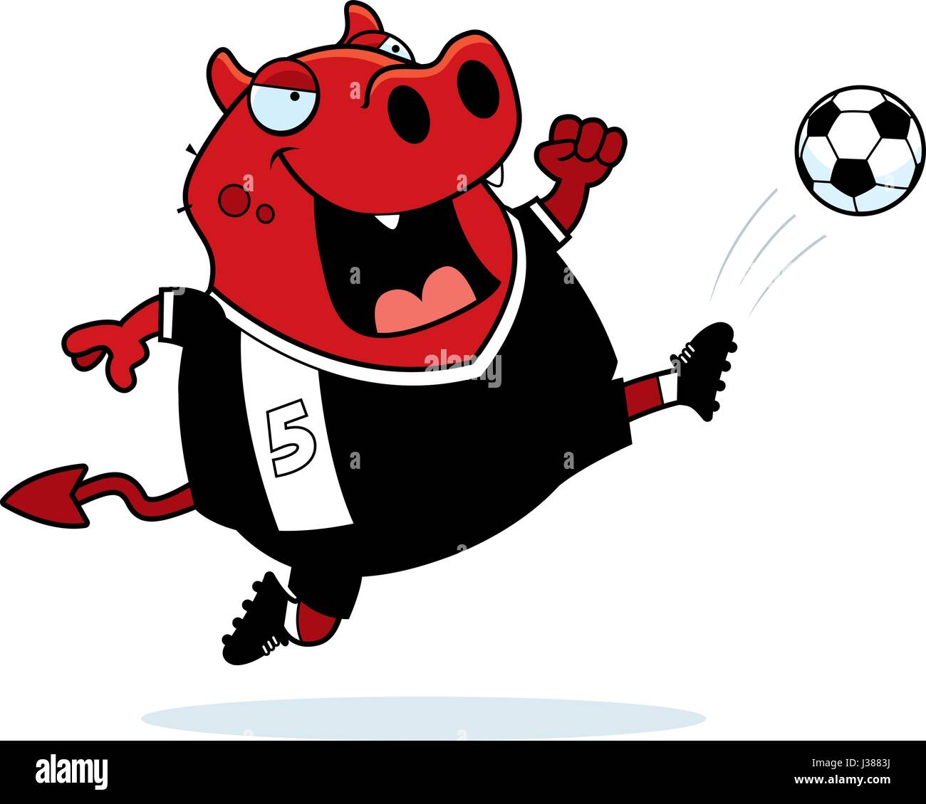 A cartoon illustration of a devil kicking a soccer ball Stock Vector ...