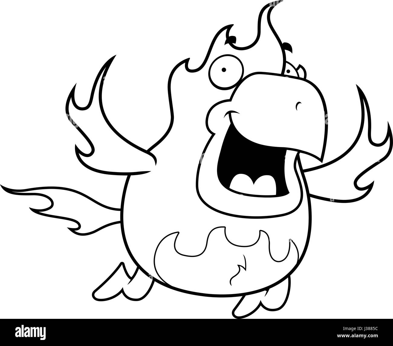 An illustration of a cartoon phoenix flying and smiling Stock Vector ...